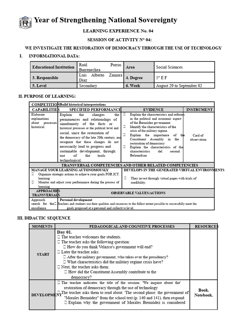 Session 04 Exp 3 - 5TH Year - Return To Democracy | PDF | Democracy ...