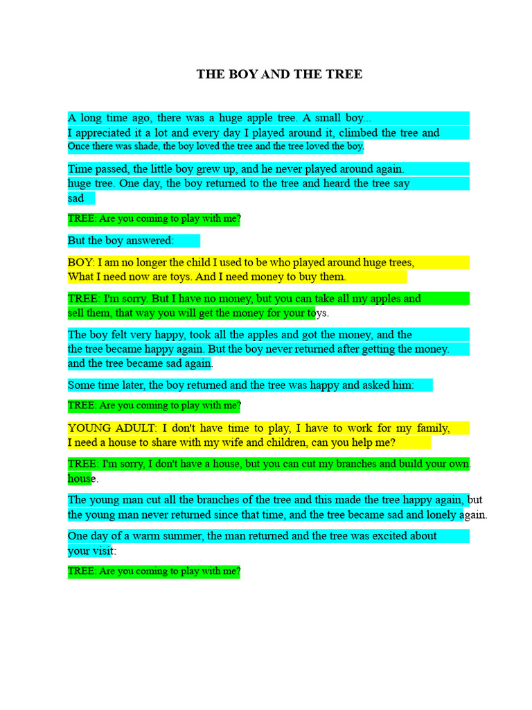 The Boy and The Tree | PDF | Trees