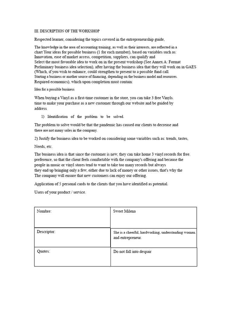 Workshop AA3 Entrepreneurship (Auto-Saved) | PDF