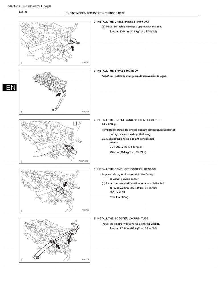 Toyota 1NZ-FE Mechanics Manual (101-200) - 1 | PDF | Engines | Belt ...