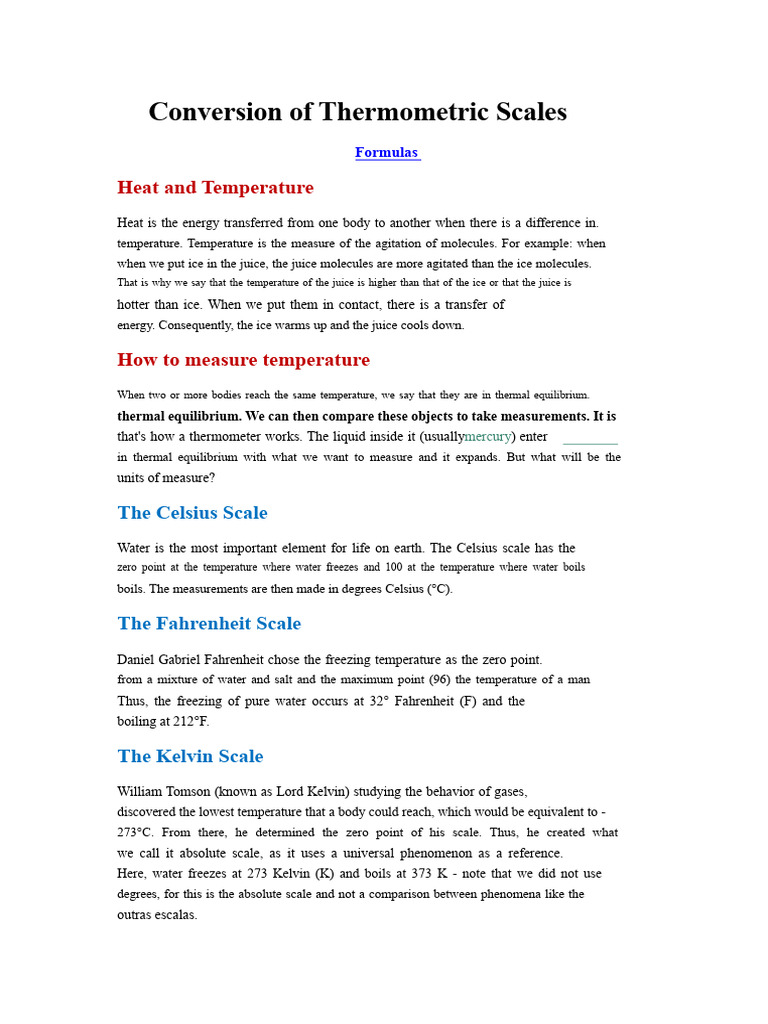 Conversion of Thermometric Scales | PDF | Fahrenheit | Temperature