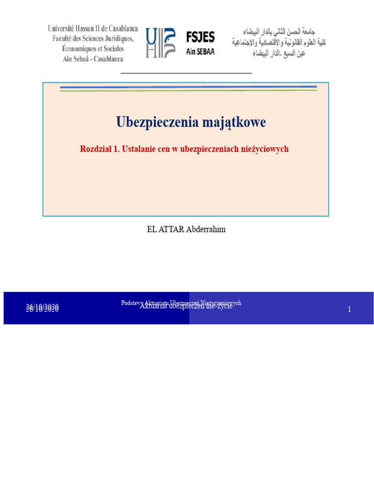 Rozdział 1. Ustalanie cen w ubezpieczeniach nieżyciowych | PDF