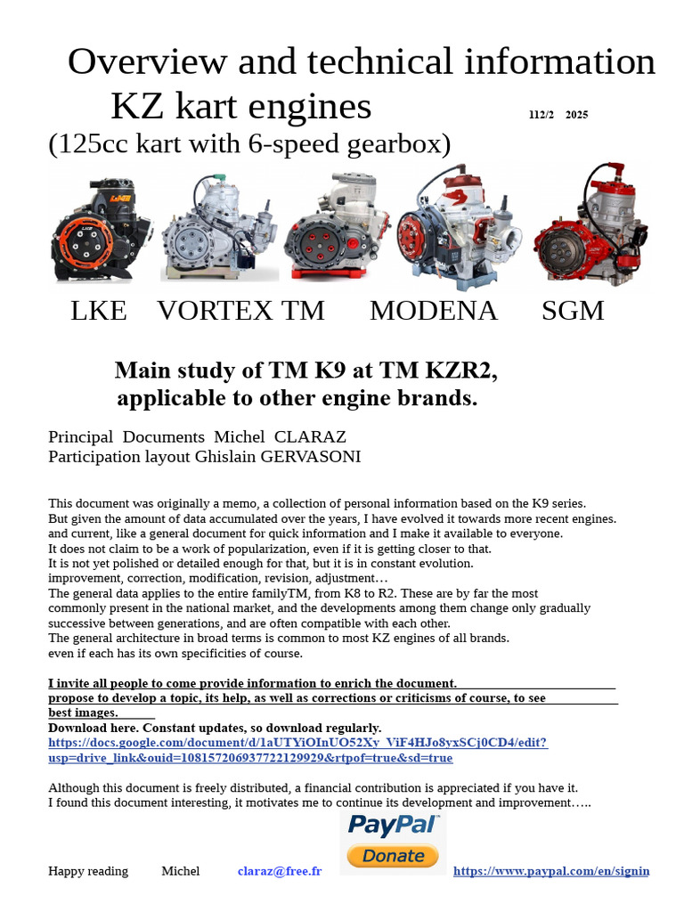 KZ Kart Engine Overview and Specs | PDF | Carburetor | Engines