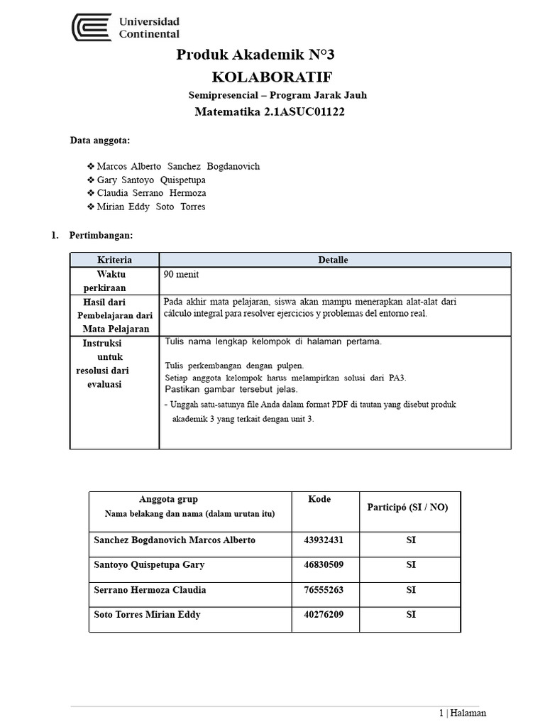 MATEMATIKA 2.1 PRODUK AKADEMIK N°3 | PDF