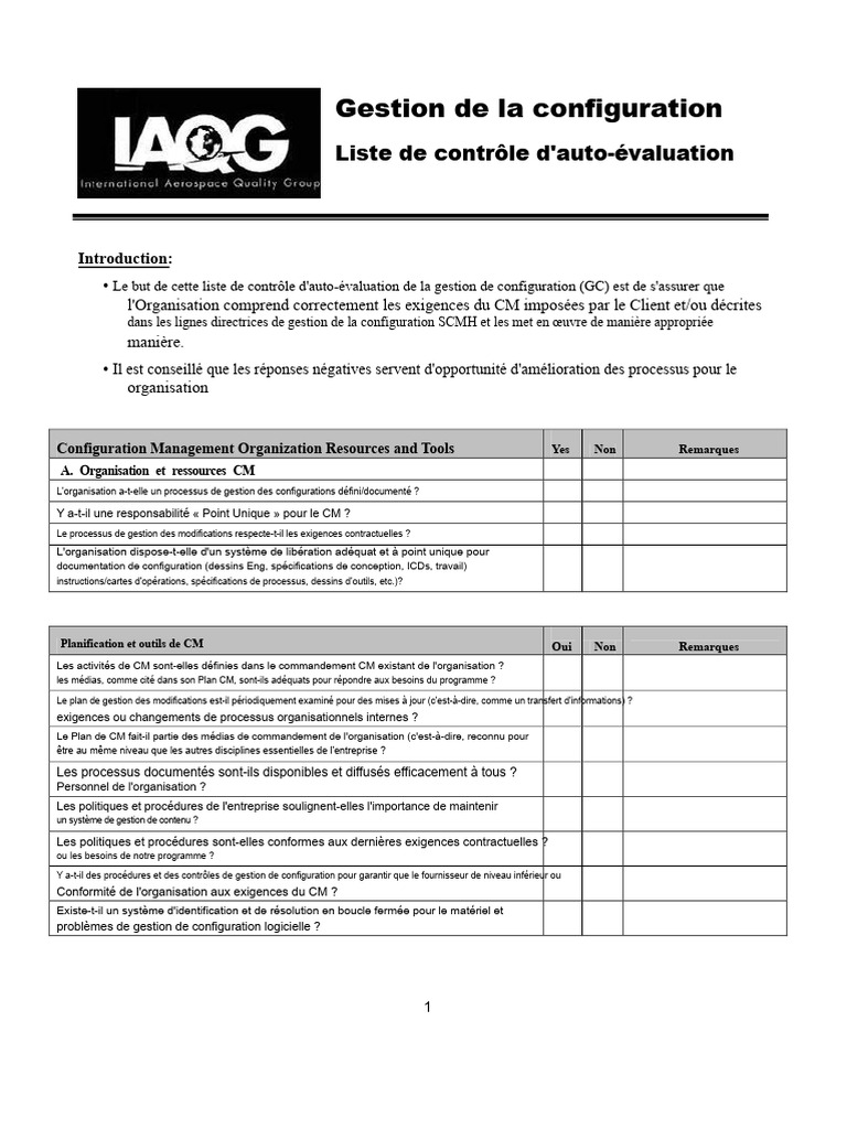 Liste de contrôle pour la gestion de configuration | PDF | Logiciel | Audit