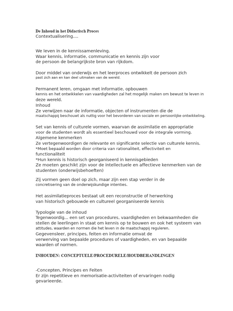 De Inhoud in Het Didactisch Proces | PDF