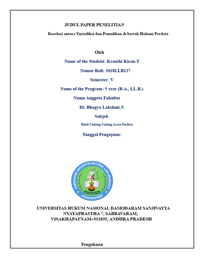 Yurisdiksi dan Pemulihan Hukum Perdata | PDF