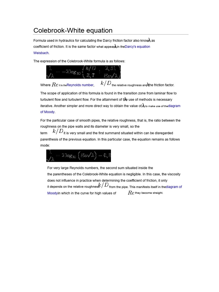 Colebrook Equation | PDF