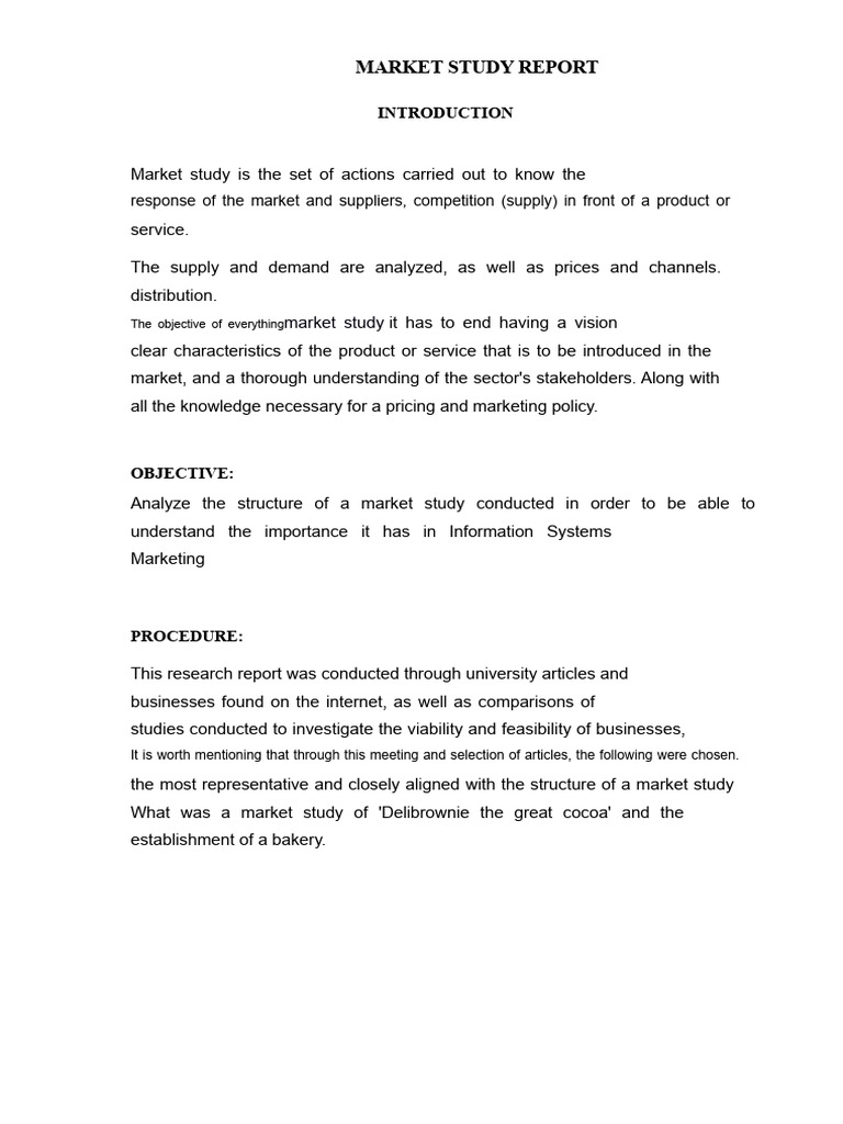 Market Study Report | PDF | Marketing | Economies