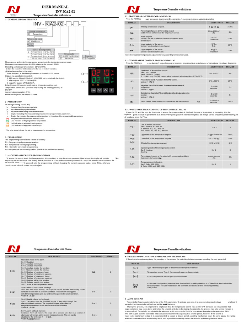 Digital Temperature Controller INV-KA KA2-02-M-H | PDF | Relay ...