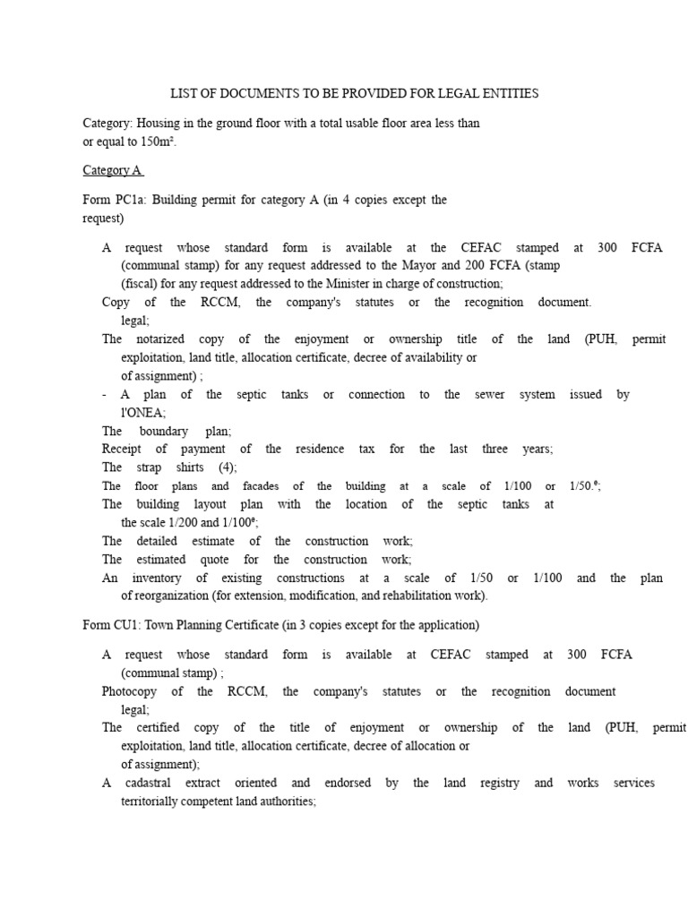 Legal Document Requirements for Building Permits | PDF | Identity Document