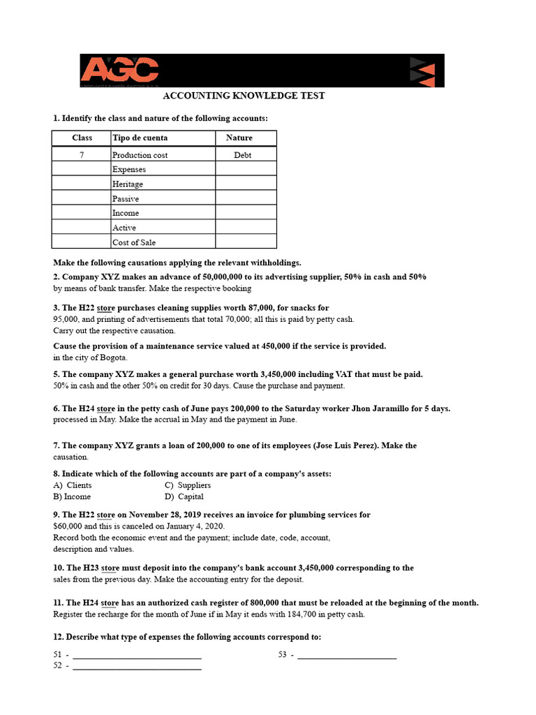 Accounting Knowledge Test PDF | PDF