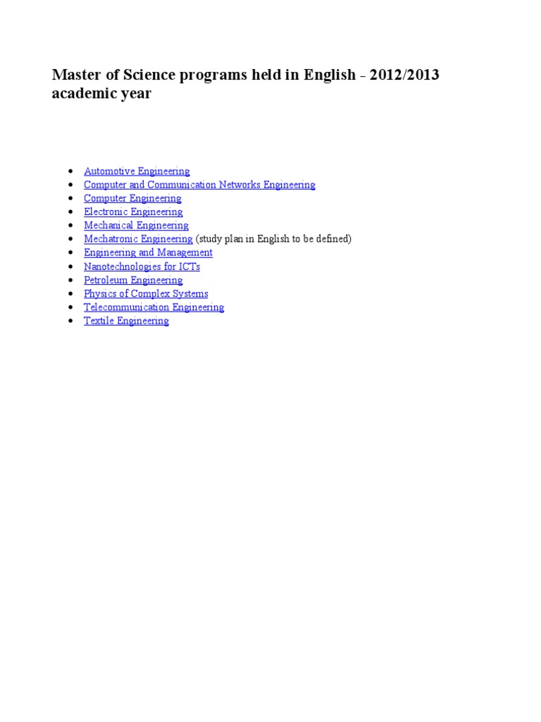 English Master’s Programs 2012/2013 | PDF