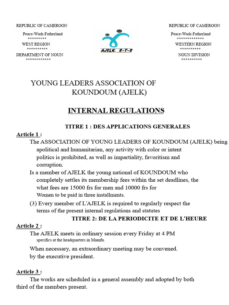 AJELK Internal Regulations Overview | PDF | Political Law | Legal Documents