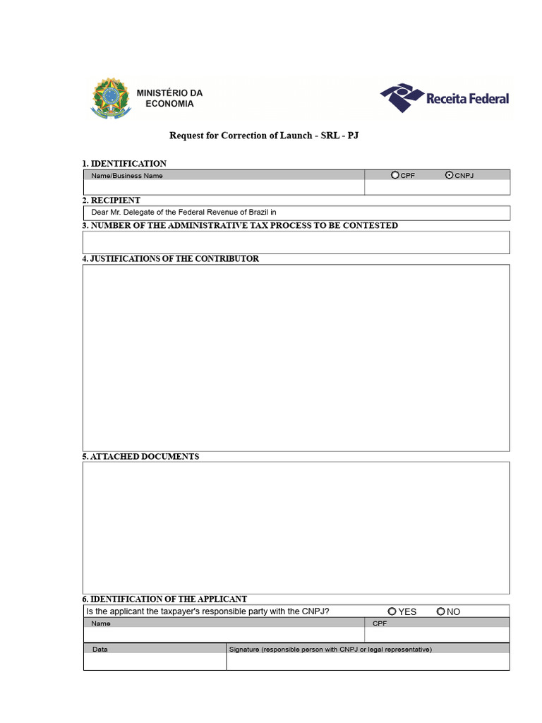 Model of Request For Correction of Corporate Entity Registration - SRL ...