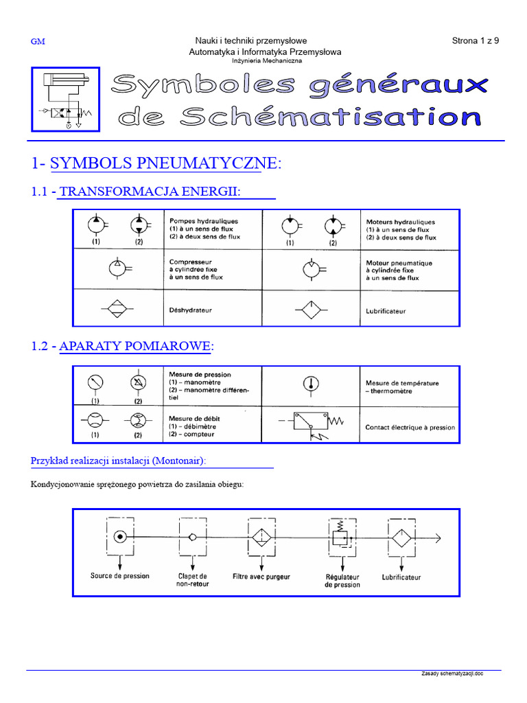 Symbole Pneumatyczne I Elektryczne | PDF