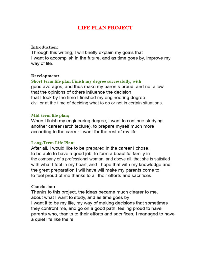 Life Plan Project | PDF