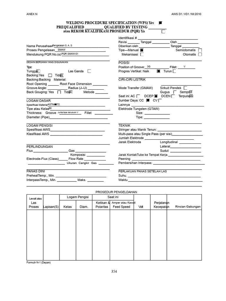 Wps PQR Aws d11 Form | PDF