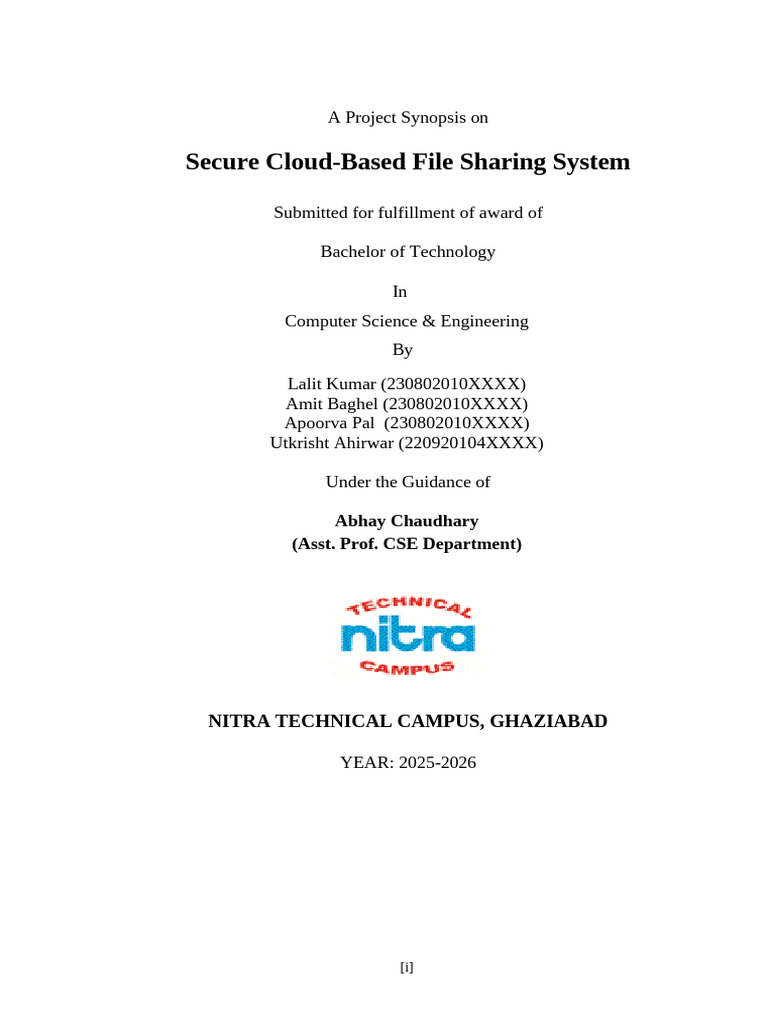 Synopsis Format for Sharing | PDF | Databases | Cloud Computing