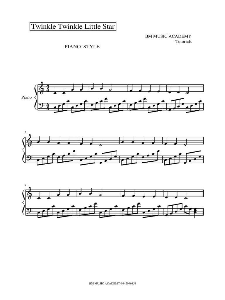 Twinkle Twinkle Little Star Piano Style | PDF