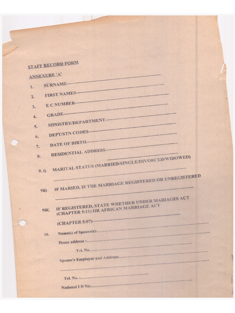 Staff Record Form | PDF