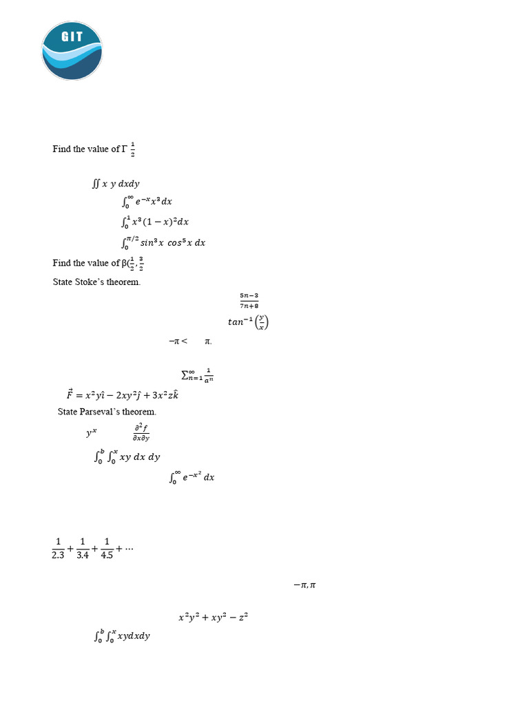 Engineering Mathematics-I Guess Paper 2024 | PDF | Calculus ...