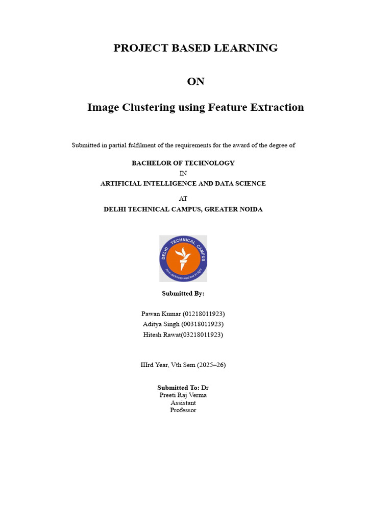 Image Clustering Using Feature Extraction Report | PDF | Cluster ...