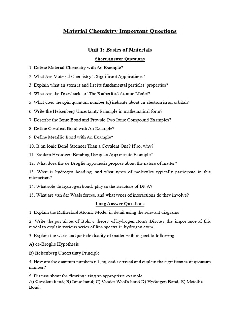 Unit-1 Short and Long Answer Questions | PDF