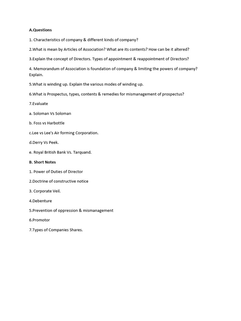 Assignment Company Law | PDF