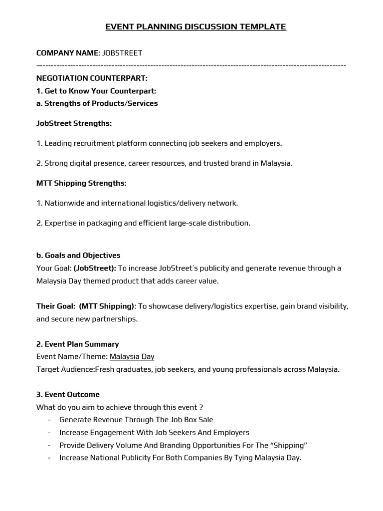 Event Planning Discussion Template | PDF | Economies | Business Economics
