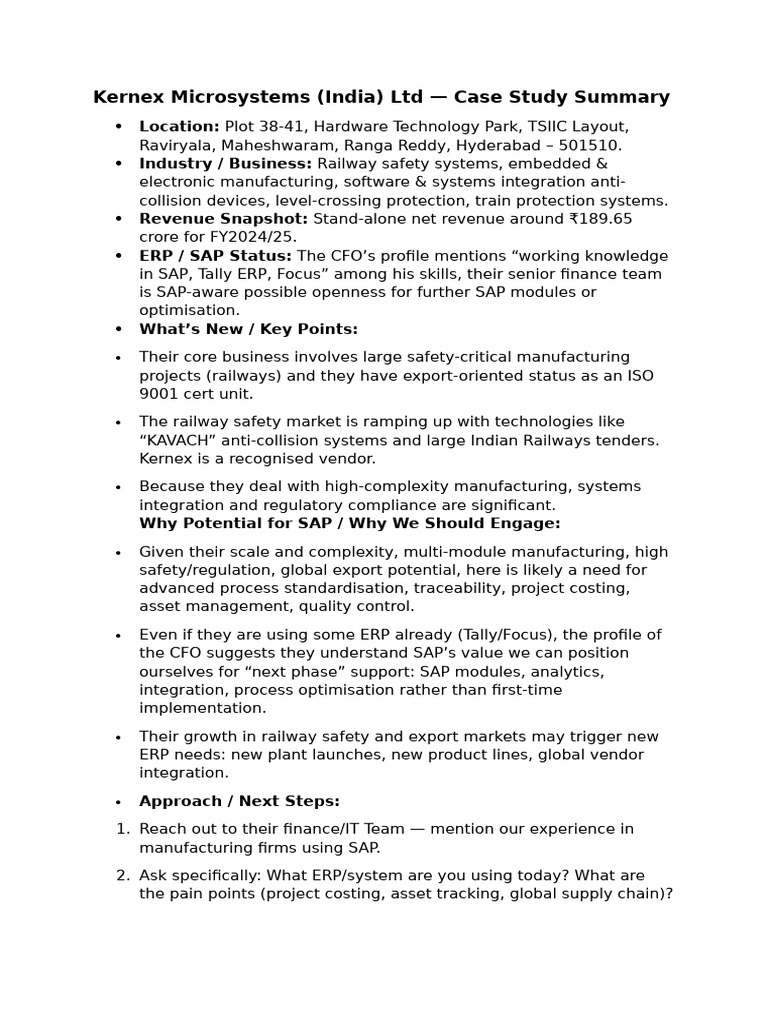 Kernex Microsystems Case Study | PDF