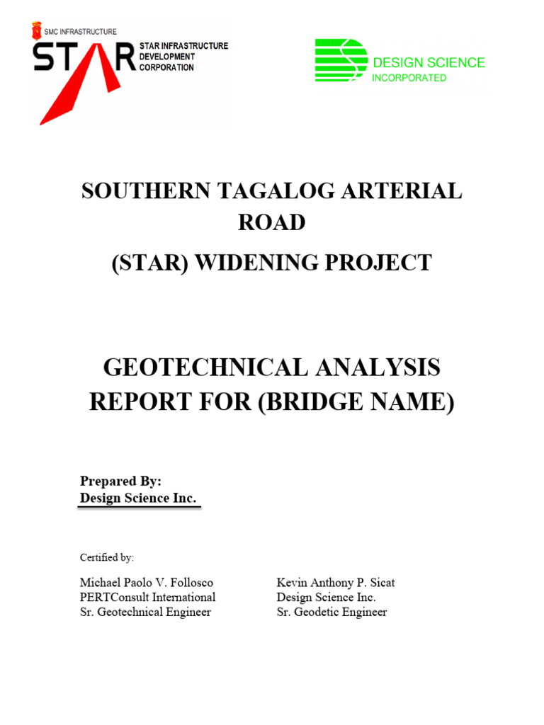 Geotechnical Analysis Report Front Page | PDF