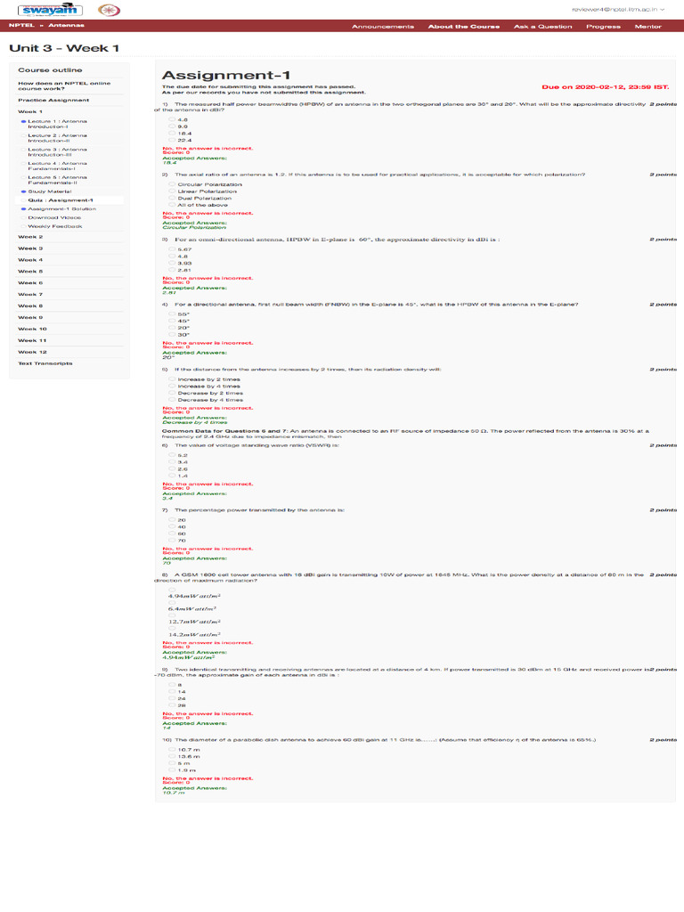 Noc20 Ee20 Assignment Week 1 | PDF