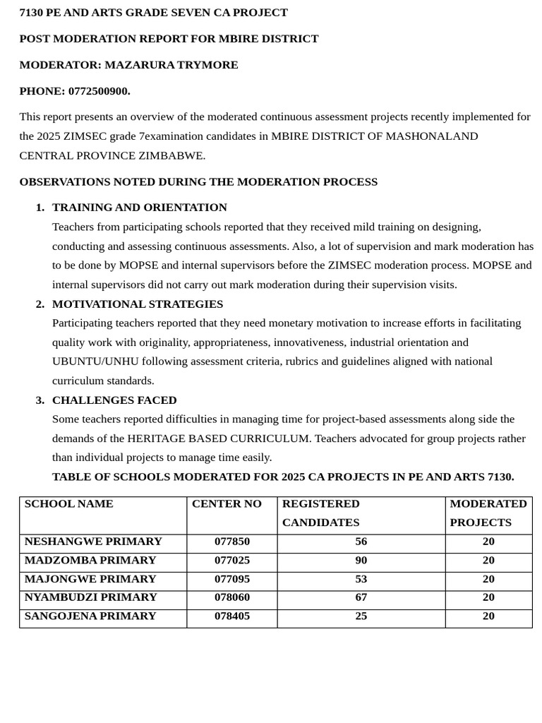 2025 Grade 7 PE & Arts Project Report | PDF
