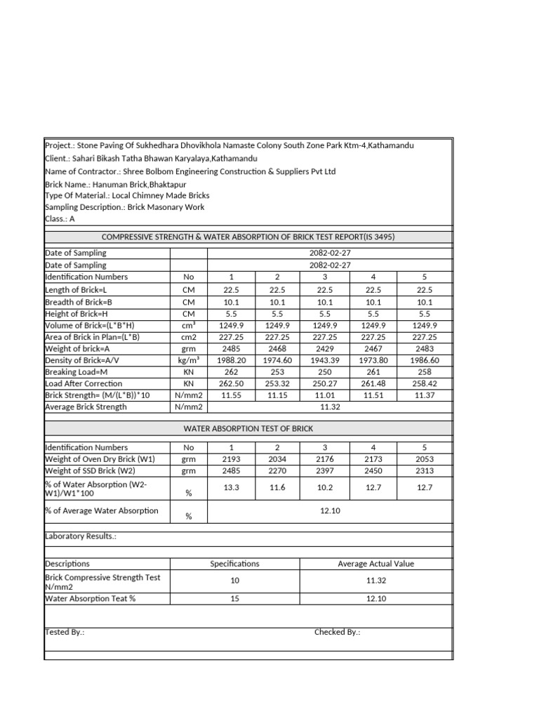 Brick Test | PDF | Brick | Civil Engineering
