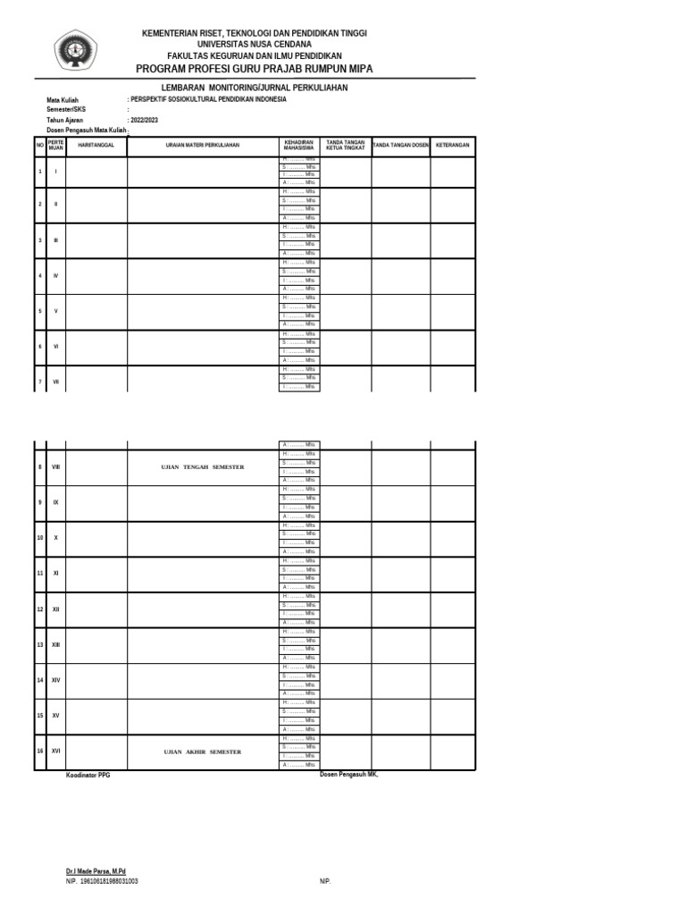 Absen Dan Monitoring Kuliah PPL | PDF