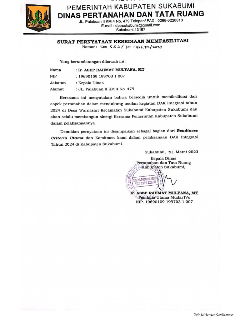 Surat Dukungan Dak 2024 | PDF