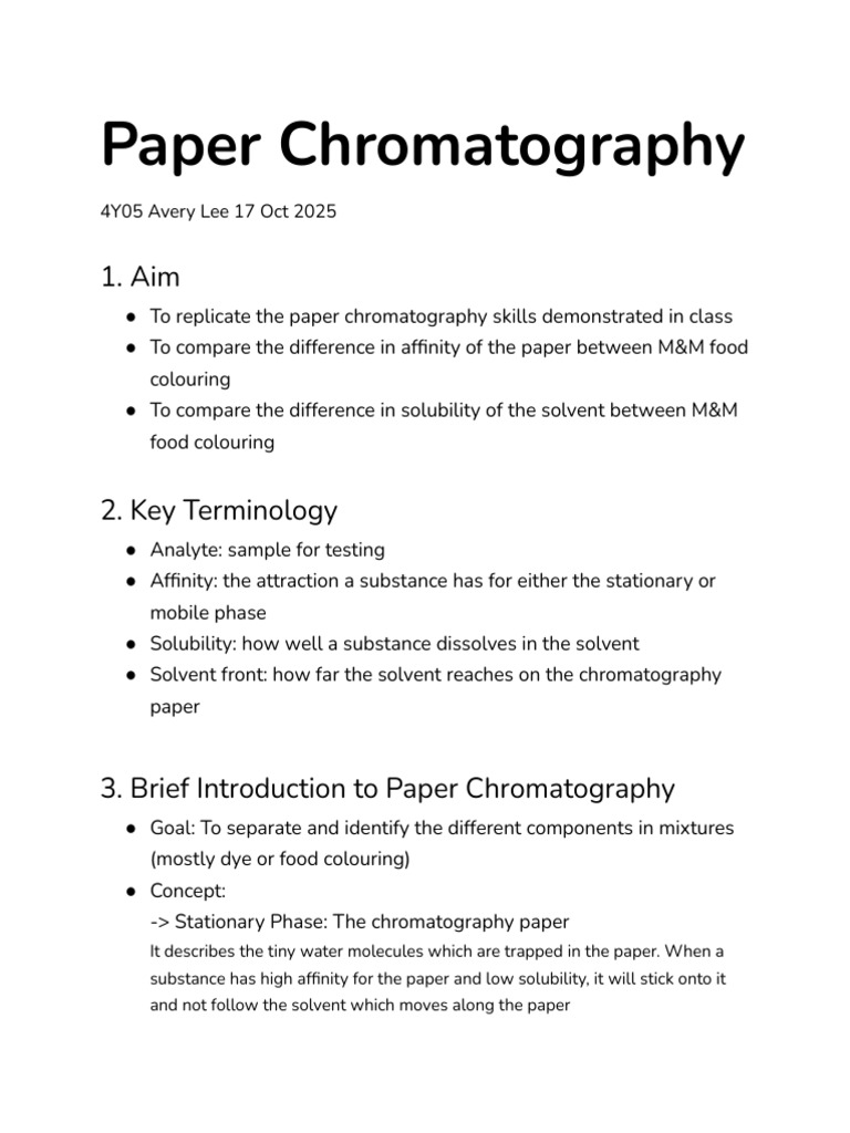 Paper Chromatography Experiment Guide | PDF | Chromatography ...