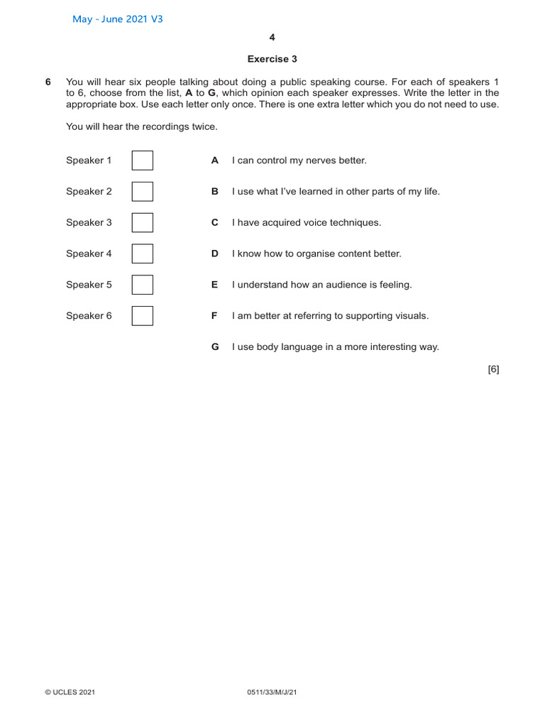Listening Exercise May - June 2021 V3 | PDF | Human Communication