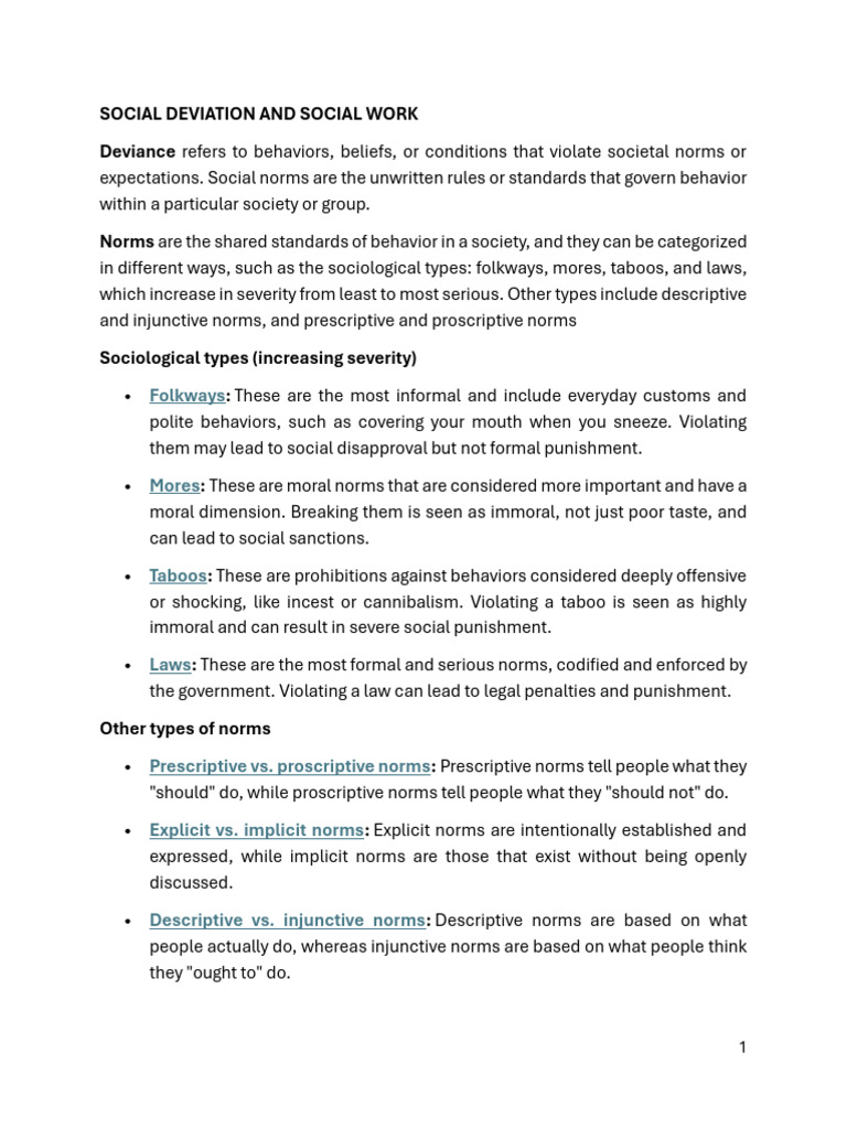 Social Deviation and Social Work - 015049 | PDF | Deviance (Sociology ...