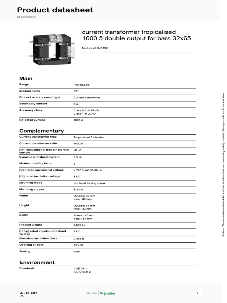 Tropicalized Current Transformer 1000/5 | PDF | Electronics | Power ...