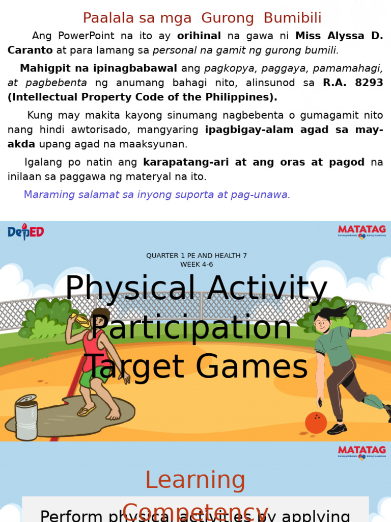Target Games for PE and Health 7 | PDF | Cue Sports