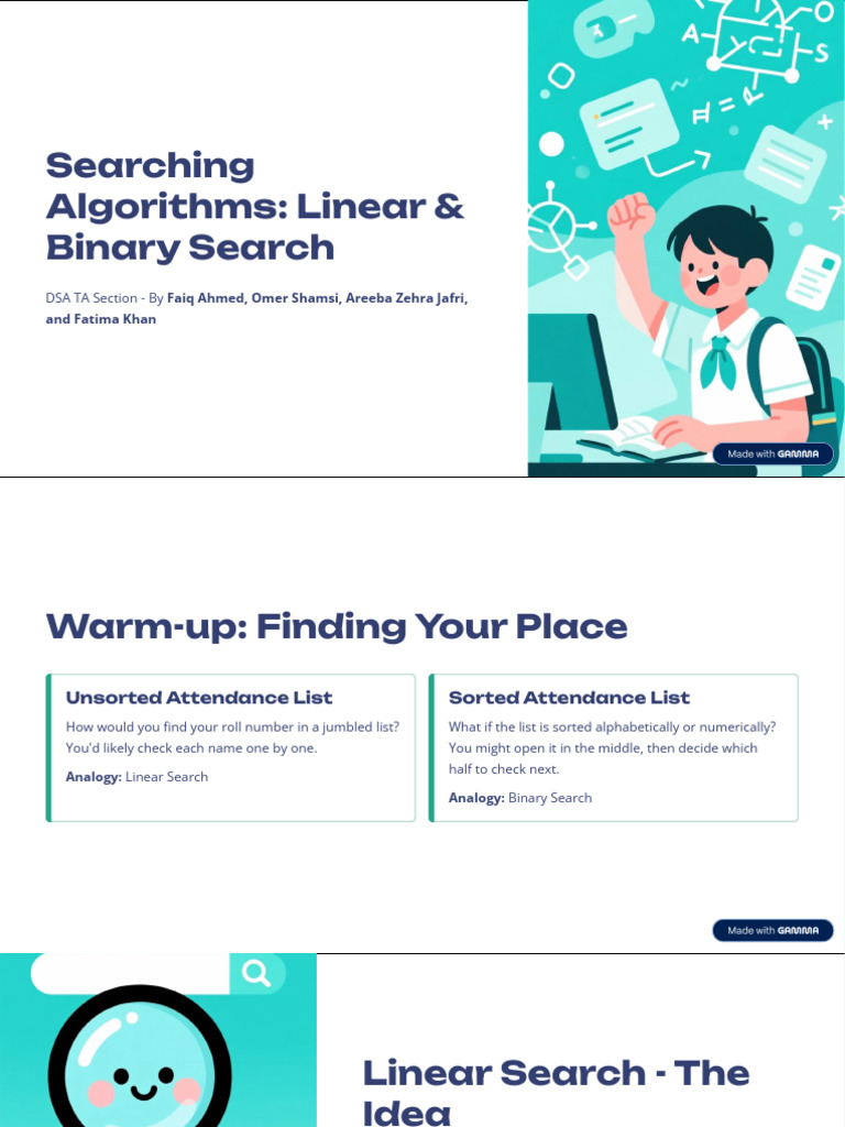 Searching Algorithms Linear and Binary Search | PDF | Theoretical ...
