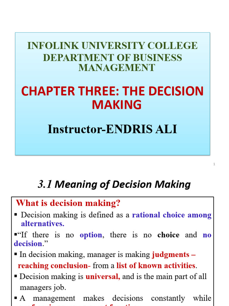 Understanding Decision Making in Management | PDF | Decision Making ...