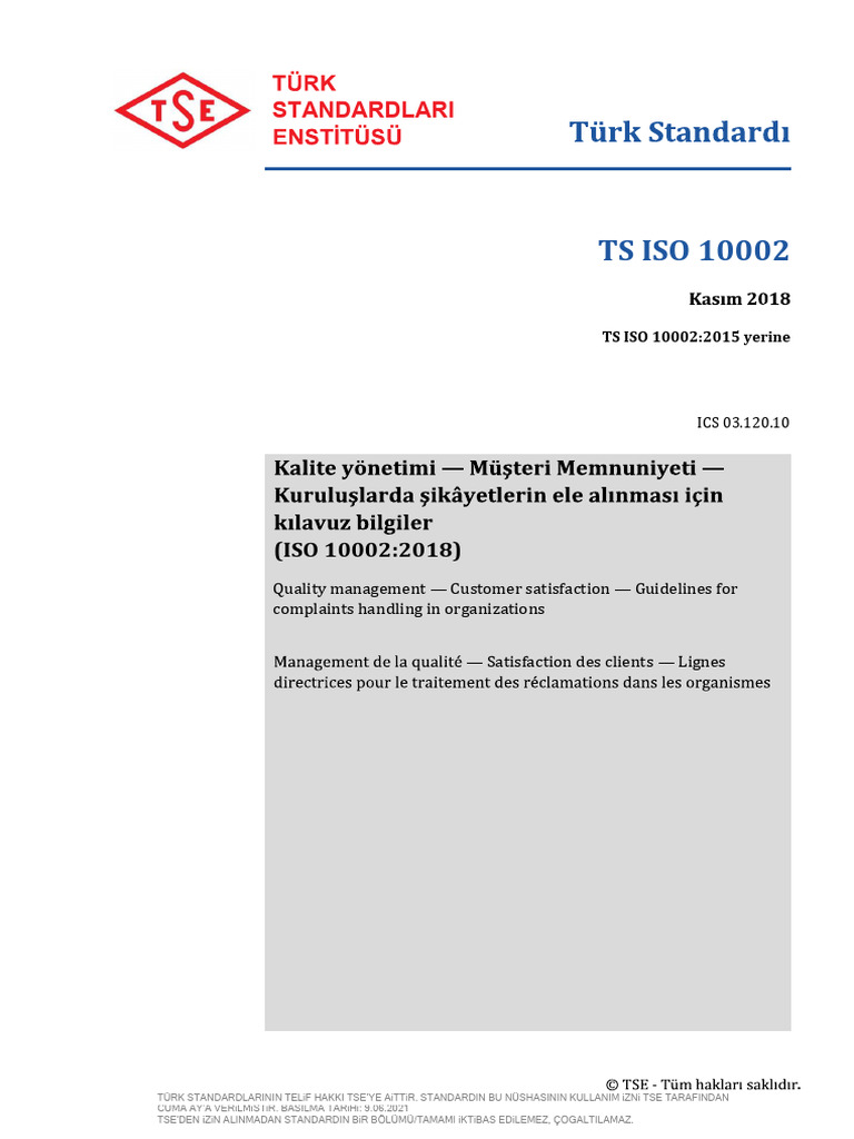 TS ISO 10002: Standardlari | PDF