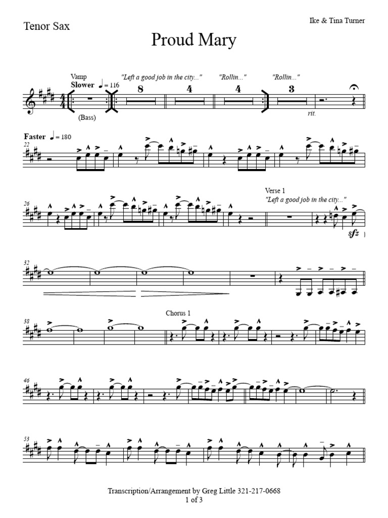 Proud Mary - Tenor Sax | PDF