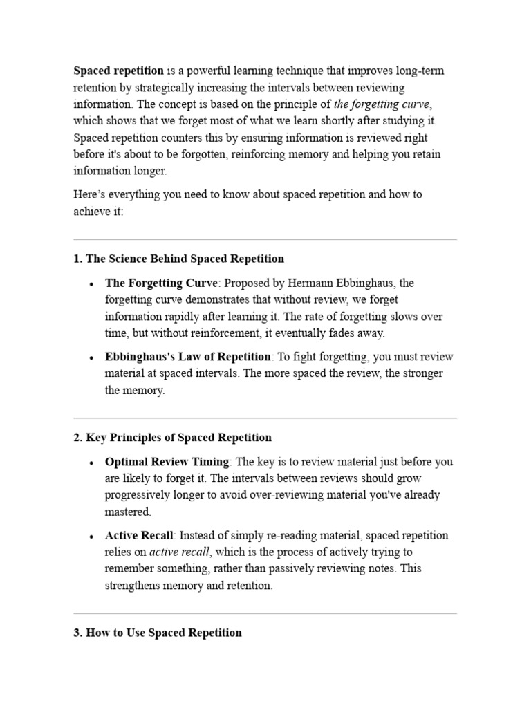 Master Spaced Repetition for Learning | PDF | Flashcard | Cognition