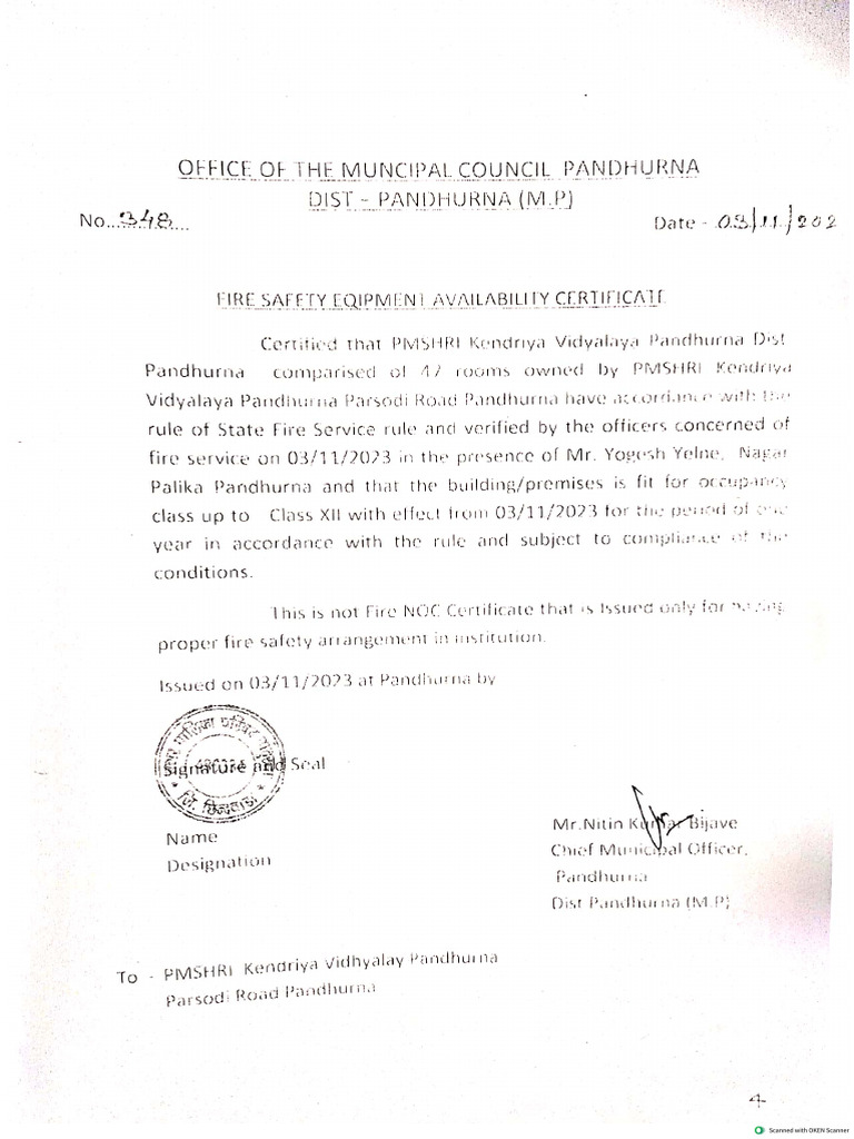 Fire Safety Certificate: NOC (India) | PDF