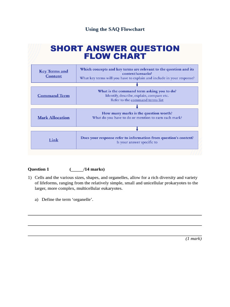 SAQ Flowchart Practise | PDF | Cell (Biology) | Eukaryotes