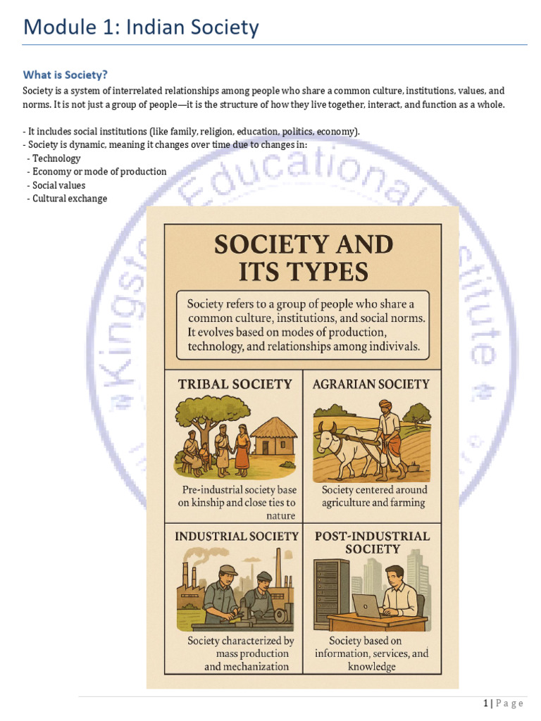 Overview of Indian Society Types | PDF | Cost Of Living | Society